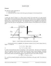 Sluice Gate - Fluid Mechanics I - Lab | CIVL 130 - Docsity