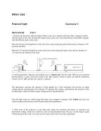 Experiment 4 - General Physics Laboratory II | PHYS 1102 | Exams Physics | Docsity