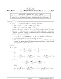 Probability - Solved Final Exam | MATH 3338 | Exams Probability and Statistics | Docsity