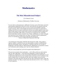The Most Misunderstood Subject - Mathematics in the Modern World | MATH ...