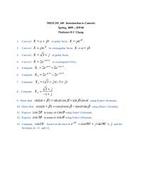 Sample Homework - Introduction to Controls | MEM 255 - Docsity
