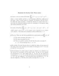 Handout for Power Series - Calculus II | MATH 1700 - Docsity