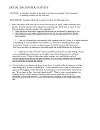 Initial Encounter Activity - Introduction to Human Communication | HCOM 100 - Docsity