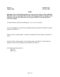 Laboratory 5 - Mathematics for Elementary and Middle School Teachers I ...