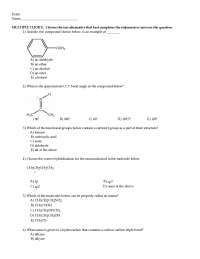 32 Questions for Organic Chemistry I - Sample Exam | C 306 - Docsity