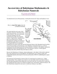 An Overview of Babylonian Mathematics and Babylonian Numerals | MATH ...