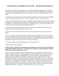 Comparative Vertebrate Anatomy - Review Sheet | BIOS 447 - Docsity