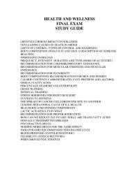 Health and Wellness Final Exam Study Guide | PHED 1100 - Docsity