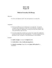 Math's Role in Everyday Life - Project | MGF 1106 - Docsity