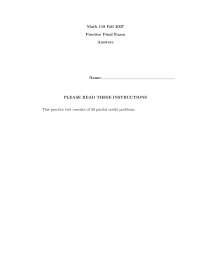 Practice Final Paper with Answers | Finite Mathematics | MATH - Docsity