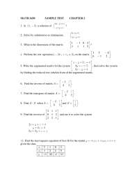 Matrix Test Sample, Finite Mathematics | MATH 1630 | Exams Mathematics ...