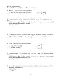 Trigonometry - Assignment Sample Questions | MAC 1114 - Docsity