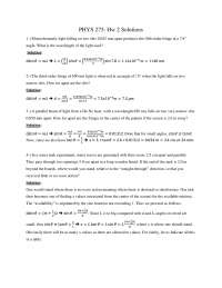 Solutions to Homework 2 - Optics and Modern Physics | PHYS 275 - Docsity