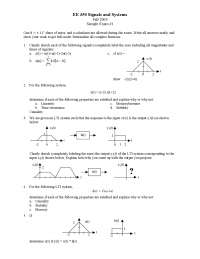 Sample Exam 1 Problems - Signals and Systems | ECE 350 - Docsity
