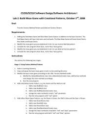 Lab #2 - Build Maze Game with Creational Patterns | CS 350 - Docsity