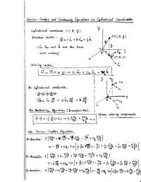 Navier-Stokes and Continuity Equations in Cylindrical Coordinates ...