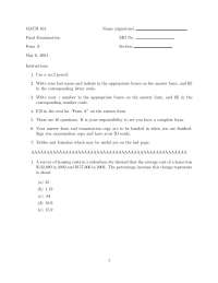 Final Exam for Core Competency in Mathematics | MATH 101 - Docsity