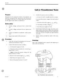 Transformer Test - Elements of Electrical Engineering I - Lab 5 Report ...
