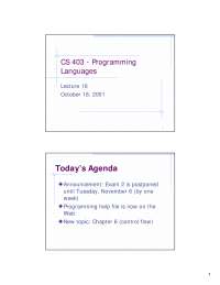 Control Flow Mechanisms - Programming Languages | CS 403 - Docsity