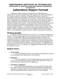 Instrumentation and Measurement - Laboratory Report Format | MECH 591 ...