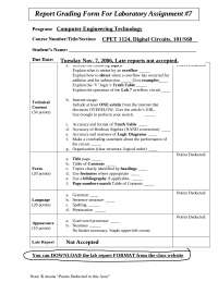 Lab Report Format - Digital Circuits | CPET 1124 - Docsity