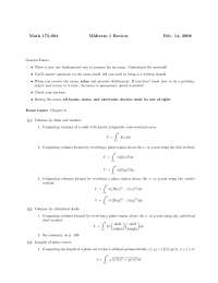 Midterm Exam 1 Review Problems - Calculus II | MATH 175 - Docsity