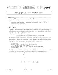 Lab #4 : Vector Fields - Calculus III | MATH 2210 - Docsity