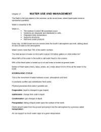 Water Use and Management - Environmental Biology | BIOL 107 - Docsity