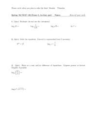 10 Problems on Logarithms - Examination 5 | MAT 140 - Docsity