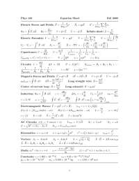 Equation Sheet for Exam Preparation - Electricity and Magnetism | PHYS ...
