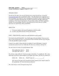 Normal Distribution Computer Project 3 - Statistics | MATH 1040 - Docsity