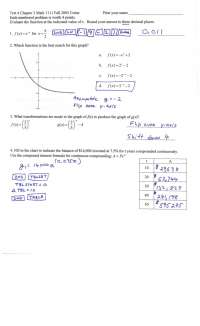 Test 4 with Solution for College Algebra | MATH 1111 - Docsity