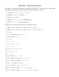 19 Problems on Field axioms of Real Numbers | MATH 300 - Docsity