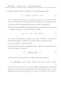 Quantum Field Theory I - Problem Set 2 | PHY 396K - Docsity