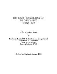 Study Materials for Inverse Problems in Geophysics | GEOS 567 - Docsity