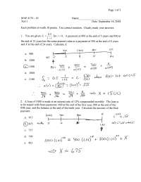 Solved Test for Introduction to Actuarial Math | MAP 4170 - Docsity