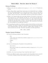 Understanding Elementary Mathematics - Review Sheet for Exam 1 | MATH ...