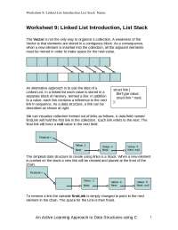 Linked List Introduction List Stack - Worksheet 9 | CS 261 - Docsity