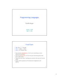 Review Sheet Final Exam - Programming Language | CSC 4101 - Docsity