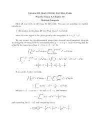 Solved Problems on Multiple Integrals in Calculus III - Exam 3 | MATH 2210 - Docsity
