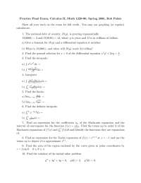 Practice Final Exam Questions for Calculus II | MATH 1220 - Docsity