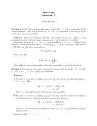 Real Analysis - Sample Homework 2 with Solutions | MATH 6210 - Docsity