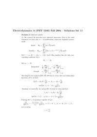 Solutions for Assignment - Electrodynamics A | PHY 5346 - Docsity
