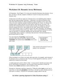 Dynamics Array Dictionary for Worksheet 36 - Data Structures | CS 261 - Docsity