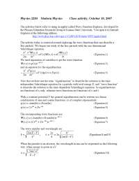 Wave Function Explorer - Assignment 10 | PHYS 2203 | Assignments Physics | Docsity