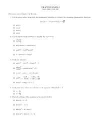 Practice Exam 3 for Trigonometry | MATH 1060 - Docsity