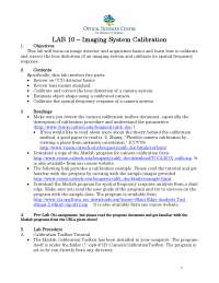 Imaging System Calibration - Lab 10 | OPTI 471A - Docsity