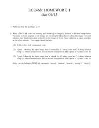 Homework 1 - Digital Image Processing - Practice Problems | ECE 468 - Docsity