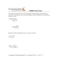 Practice Final Exam - Sequences, Series, and Multivariable Calculus | M 408D - Docsity