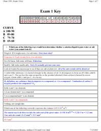 Exam 1 Answers Key - General Chemistry I | CHEM 1201 - Docsity